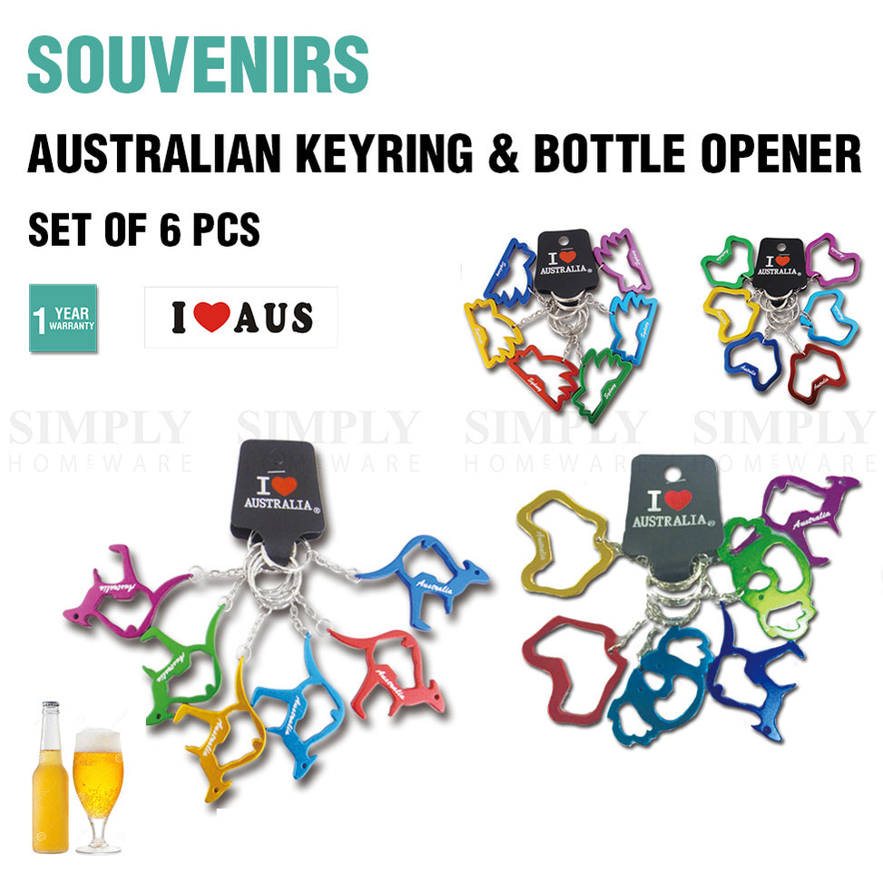 Home 6pcs Australian Souvenirs Bottle Opener Keyring Kangaroo Koala ...